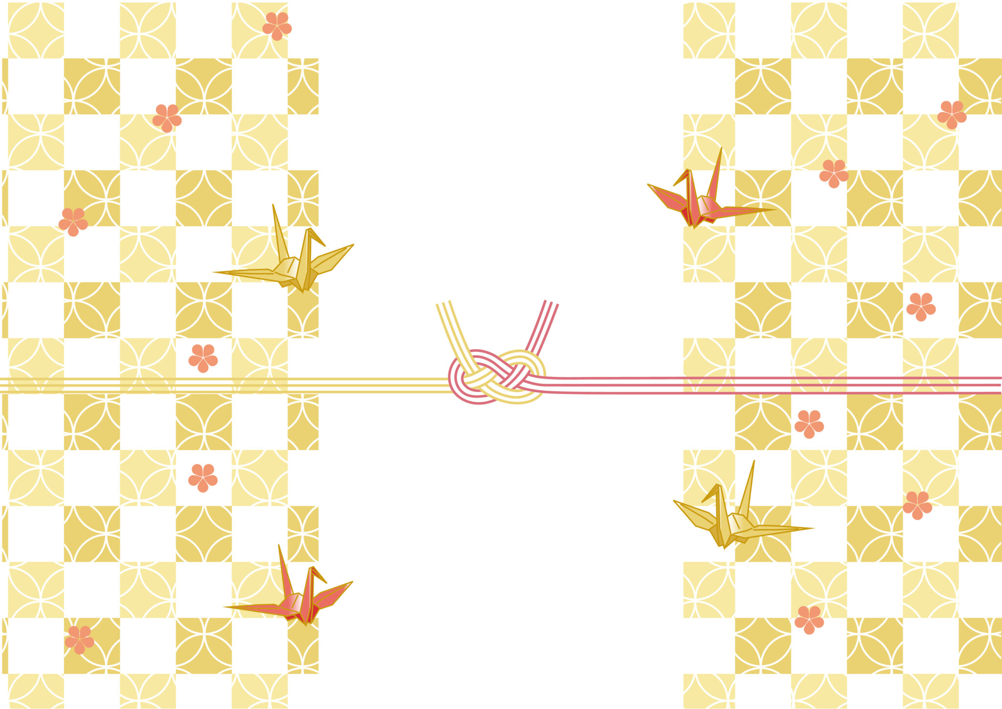 Wordも対応！熨斗のテンプレート素材・華やかな折り鶴のイラスト入り、ご祝儀袋(のし袋)…｜イラストボックス「プレミアム」テンプレート