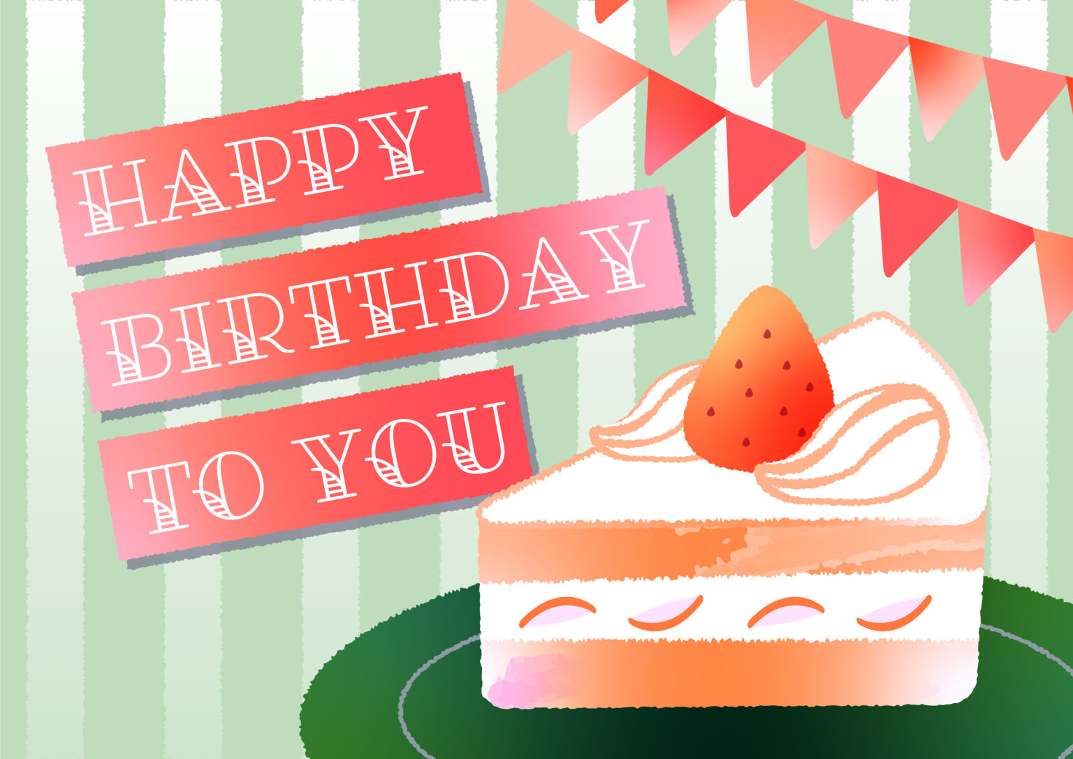 手作り誕生日カード「高齢者」の方でも分かりやすいショートケーキのかわいいイラスト入り・A…｜イラストボックス「プレミアム」テンプレート